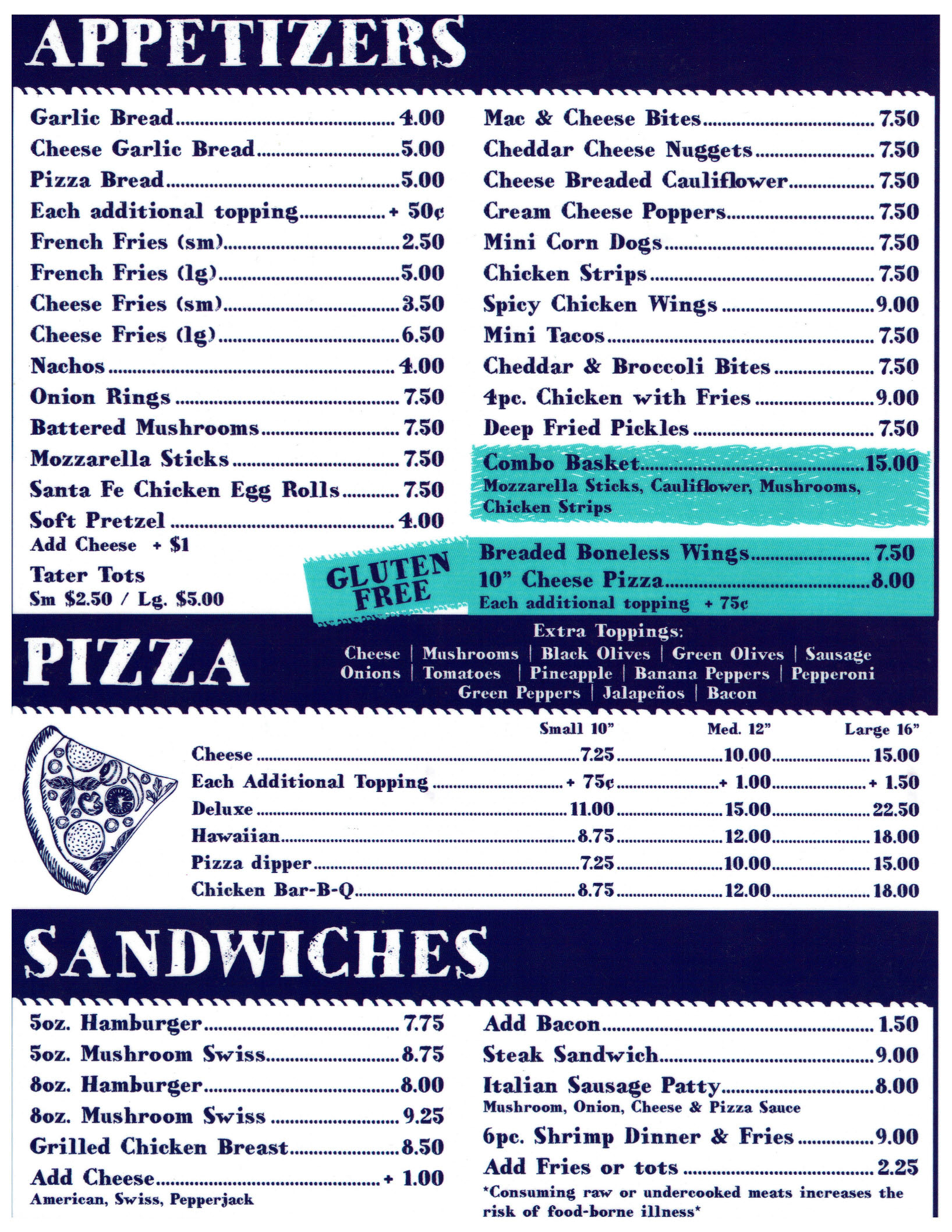 Our Menu – Jays Lanes